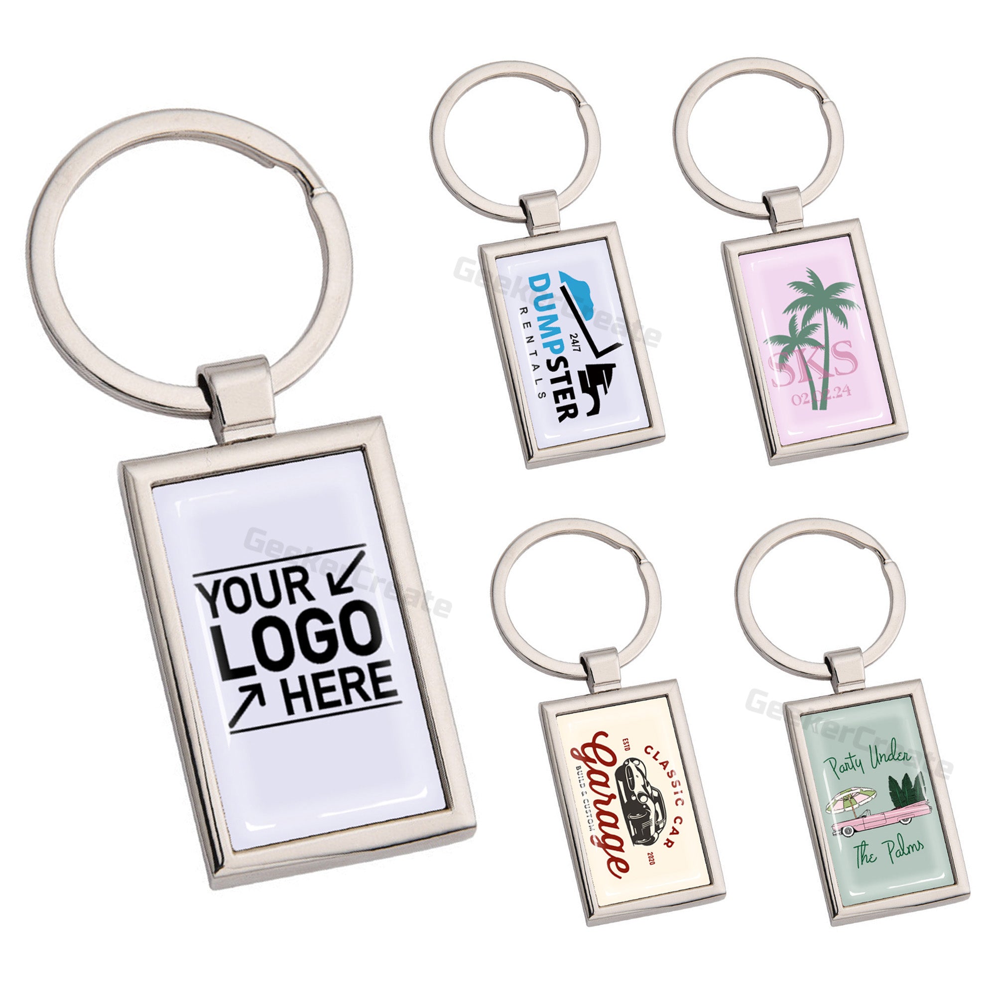 Custom Epoxy Dome Rectangle Metal Keychain Resin Stainless Steel Keyri – GeekerCreate