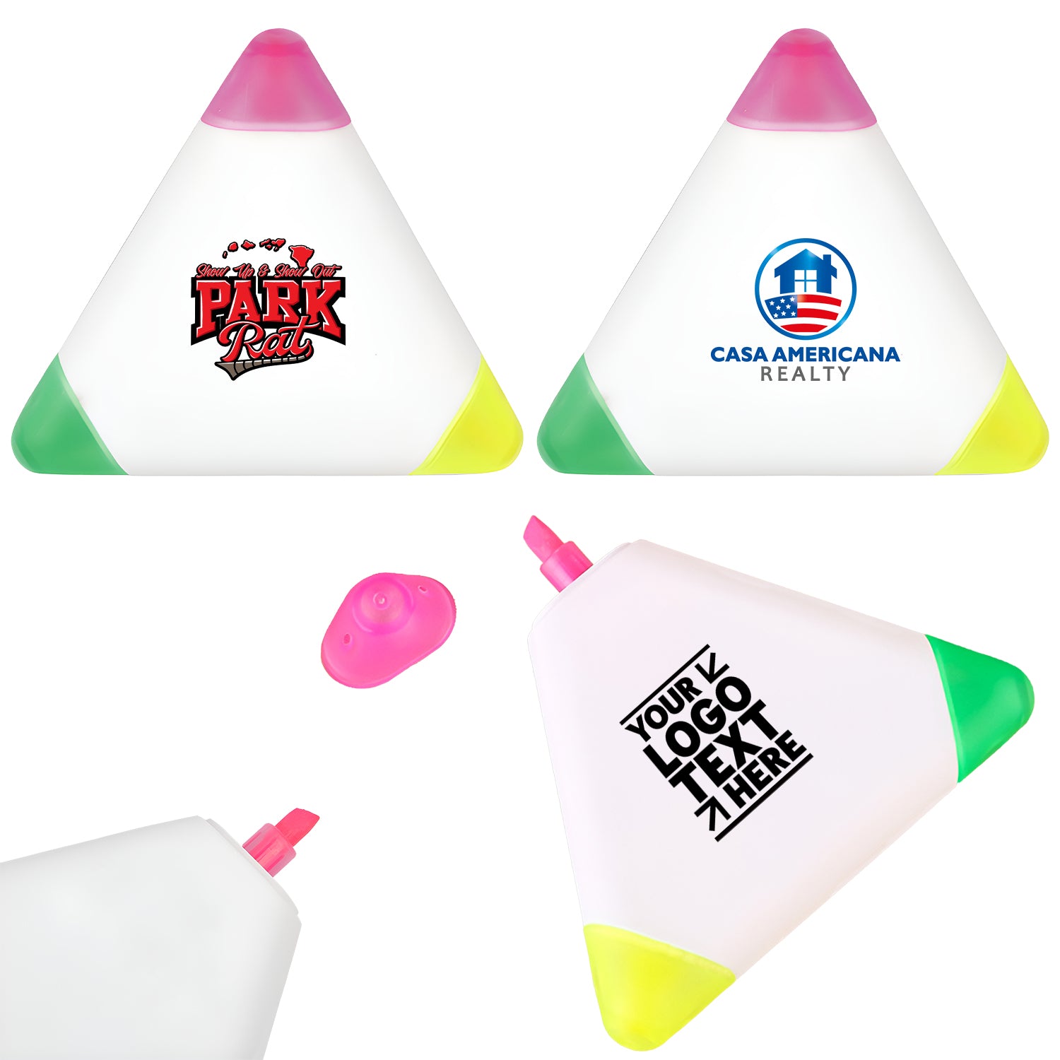 Custom Full Color Logo Triangular Three Color Highlighter Pen For Prom ...