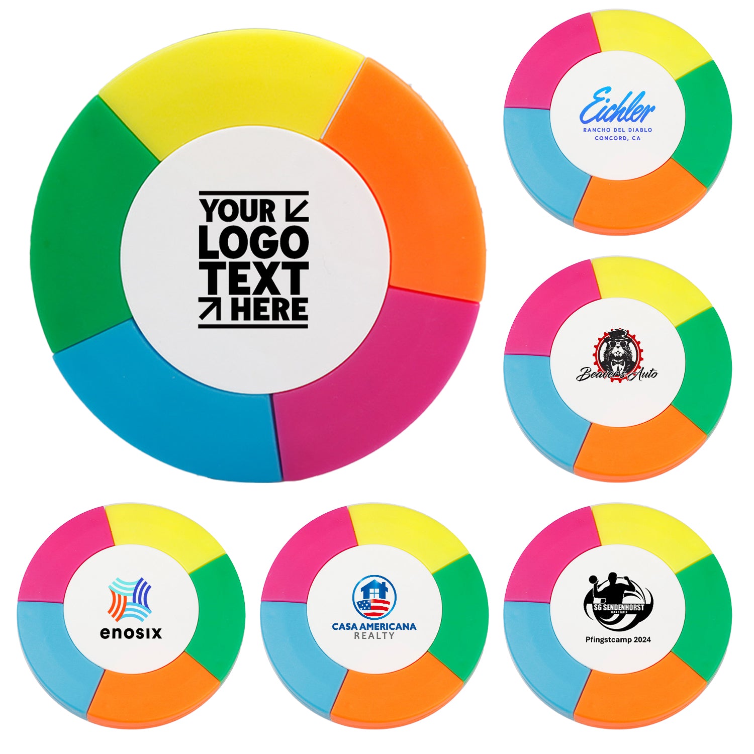 Custom Round Circular Shaped 5 Colors Watercolor Highlighter For Gift ...