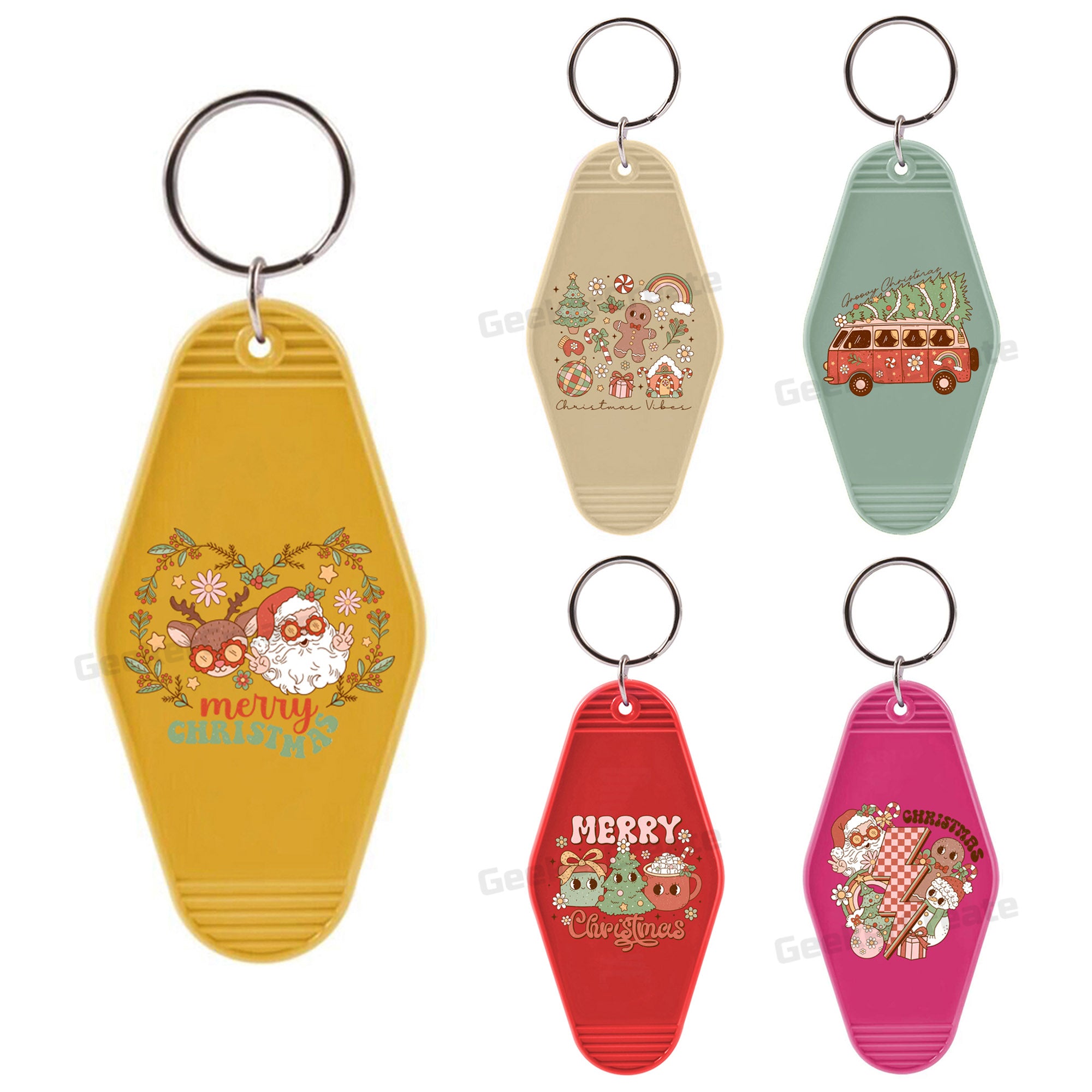 Custom Christmas Motel Key Tag Santa Claus Elk Retro Hotel Keychain ...