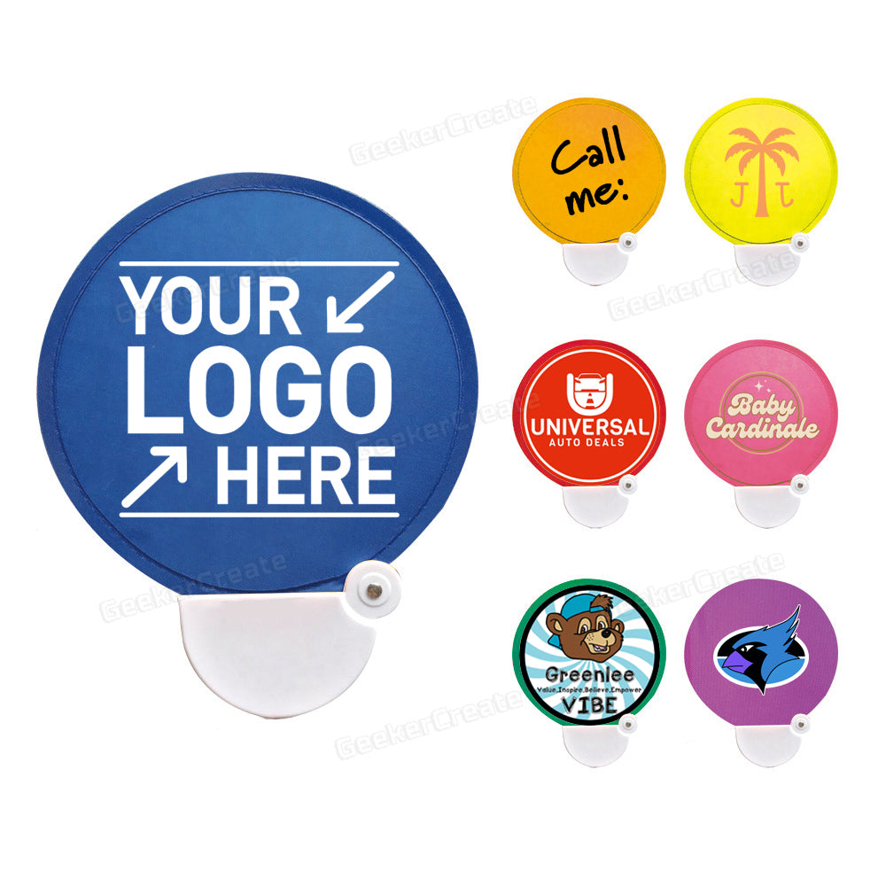 Custom Logo Promotional Pop-Up Folding Nylon Disc Hand Fan with Handle ...