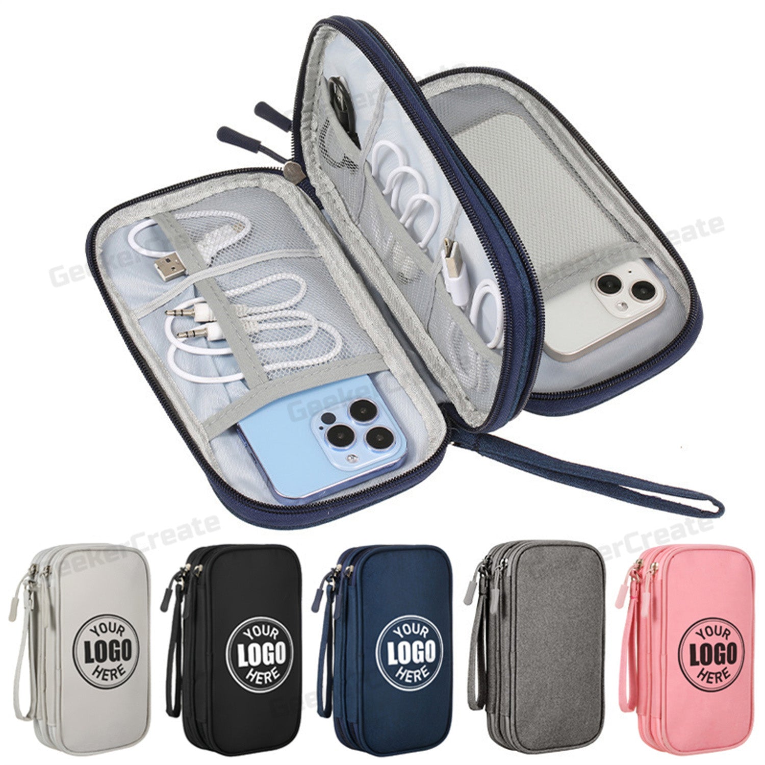 Custom Digital Accessory Storage Bag Electronic Organizer Travel Case ...