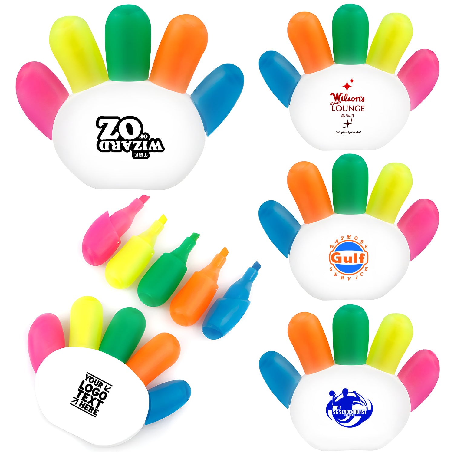 Custom Printed 5 Color Finger Handy Highlighters Pen for Giveaways ...