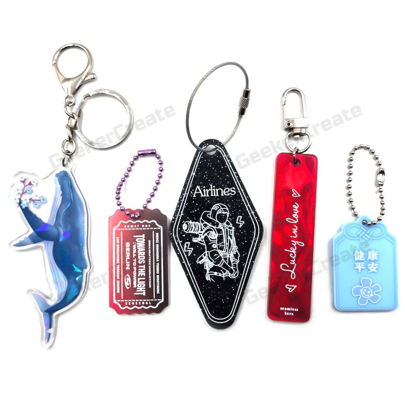 Custom Vintage Acrylic Keychains Glitter Motel Keytag with Your Logo ...