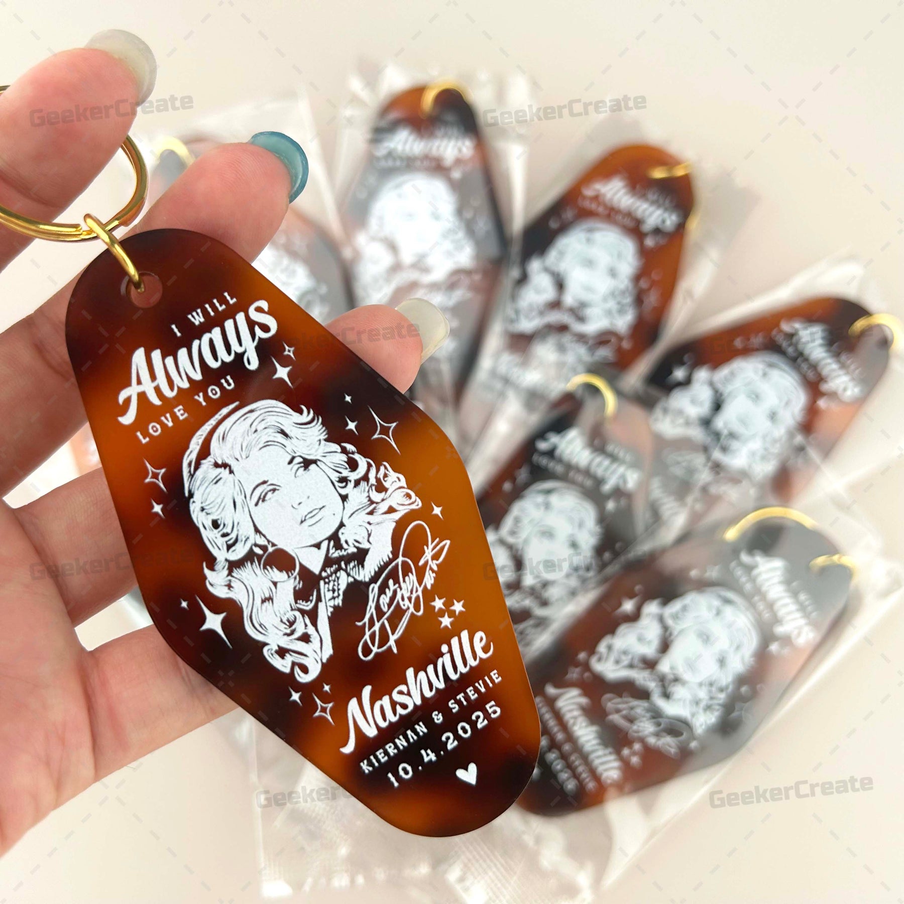 Custom Vintage Acrylic Keychains Glitter Motel Keytag with Your Logo ...