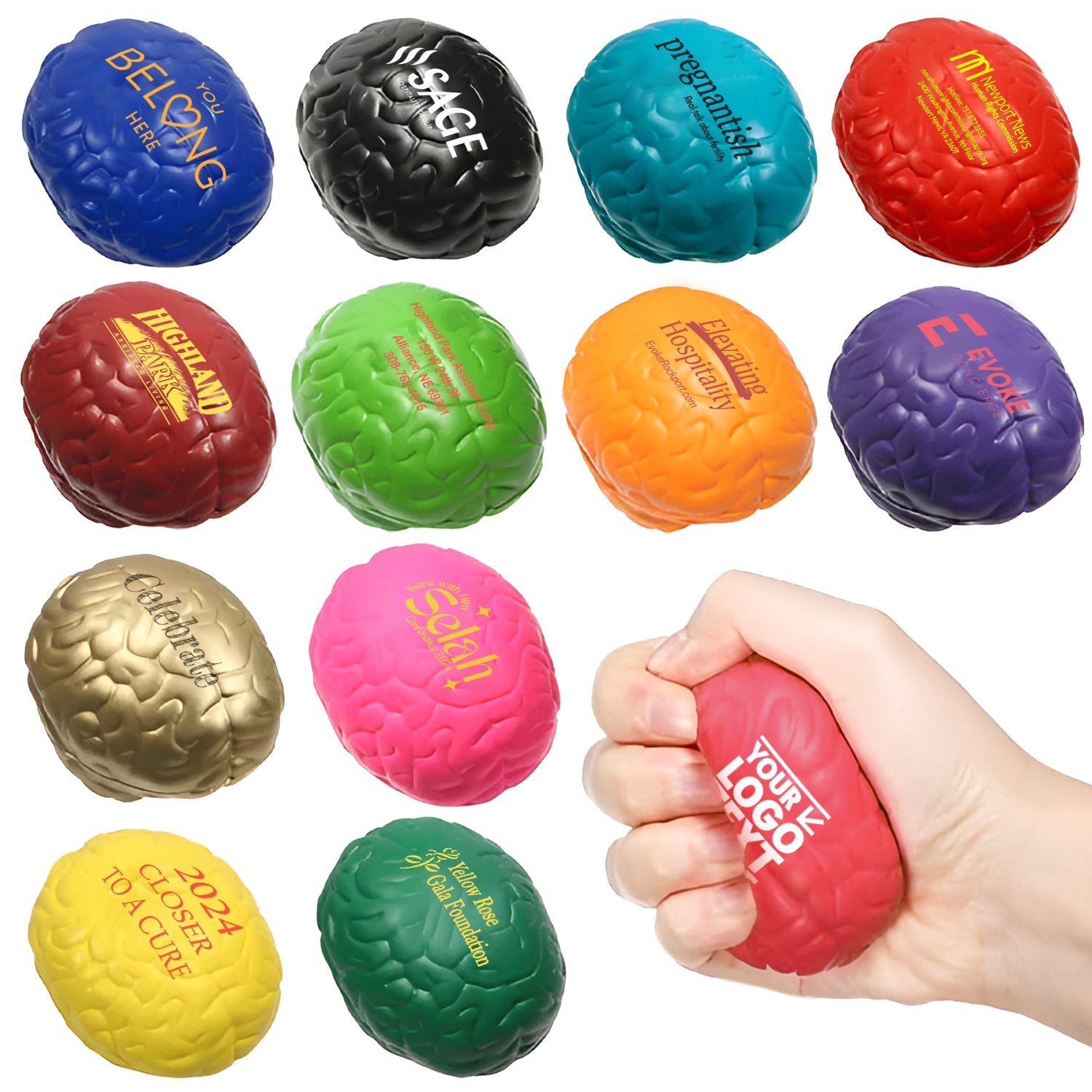 Custom Logo Brain Stress Reliever Promo Giant Brain Squeeze Toy Ball ...